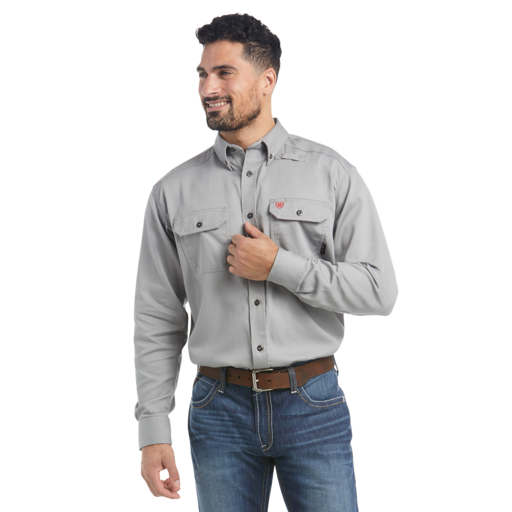 Ariat FR Solid Work Shirt - Silver Fox - Quest Safety Flame Resistant ...
